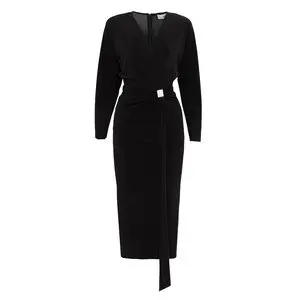 NISSA Crystal-detail Jersey Midi Dress