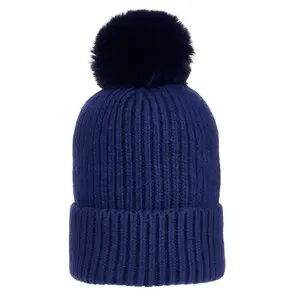 AT LAST... Chunky Six Ply Cashmere Beanie - Blue