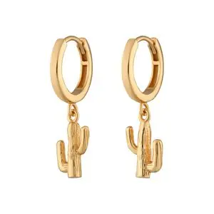 SCREAM PRETTY Cactus Charm Hoop Earrings - Gold