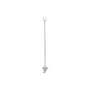 LUTIRO Triangle Cz Charm Single Earring With Chain - Silver