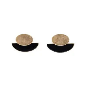 SAACHI Geometric Half-Moon Stud Earrings