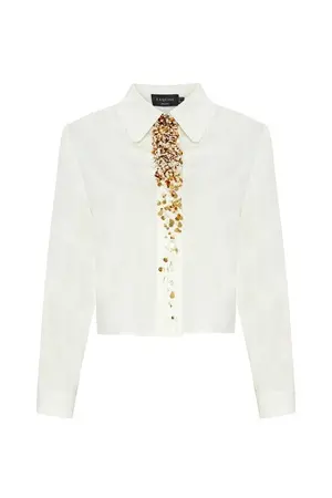 EXQUISE Embroidered Cotton Shirt