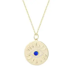 KAMARIA Evil Eye Opal Medallion Necklace - Blue