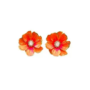 THE PINK REEF Floral Drop Earrings - Orange