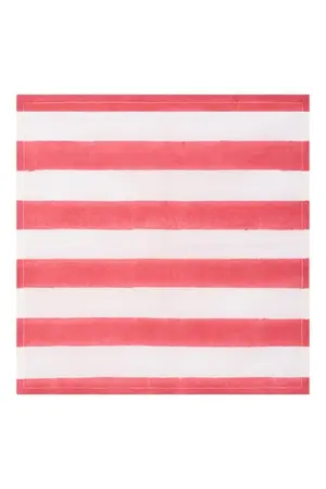 NOLOGO-CHIC Fresco Stripe Napkins Broad Stripe Napkin Set Cotton Coral - Red