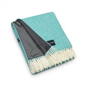 HEATING & PLUMBING LONDON Pure New Wool Picnic Blanket Cornish Cove - Blue