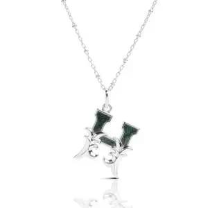 KASUN LONDON Letter Pendant Necklace - Silver/green