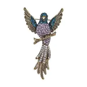 CHANEL JOAN ELKAYAM Crystal Embellished Bird Brooch - Gray