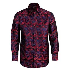 DAVID WEJ Kensington Paisley Jacquard Shirt – Wine
