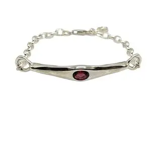 AMY DELSON JEWELRY Adjustable Sterling Silver Garnet Bracelet - Silver/red