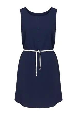 CONQUISTA Solid Color Straight Dress With Belts