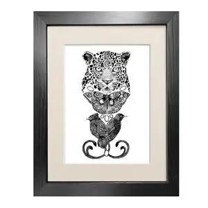 EMILY CARTER The Tropical Leopard' Fine Art Print A5 - Black
