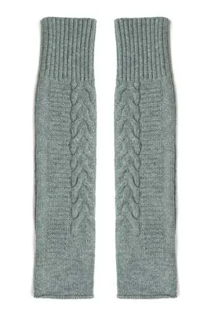 PERALUNA Long Fingerless Cable Knit Arm Warmers - Grey
