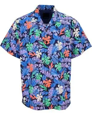 LORDS OF HARLECH Ralph Flat Tropical Camp Shirt Navy - Blue