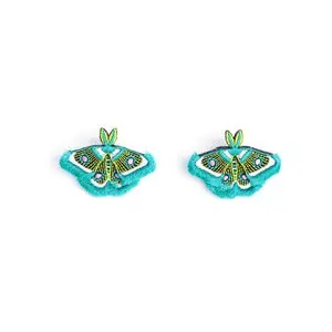 NANA WATANABE Moth Winged Embroidered Earrings - Green