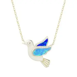 KAMARIA Opal Dove Bird Necklace Blue