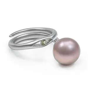 GERMAN KABIRSKI Spiral Ring With Pearl And Peridot - Purple/silver