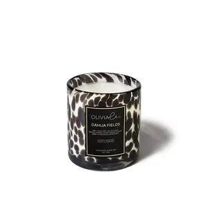 OLIVIA LE Dahlia Fields Small Leopard Candle - Black