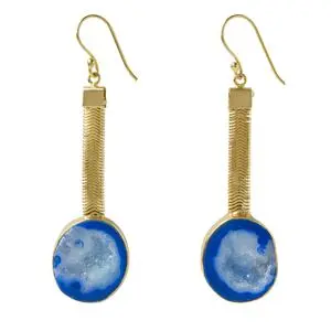 YAA YAA LONDON Geode Drop Gemstone Earrings - Gold/blue