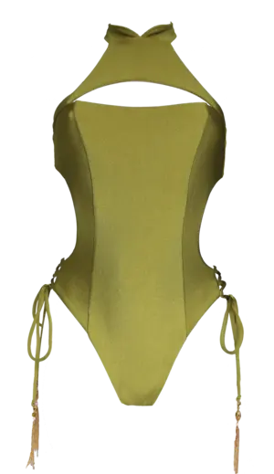 MARQUISE SWIM Mao String One Piece Halter Swimsuit - Green