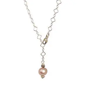 AMONTA Rose Pearl And Uncut Diamond Sterling Silver Necklace - Pink/silver/grey