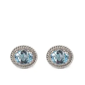 VINTOUCH ITALY Luccichio Sky Blue Topaz Stud Earrings - Blue/silver
