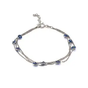EBRU JEWELRY Triple Chain Evil Eye Sterling Bracelet