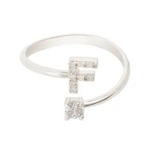 LATELITA Sterling Silver Initial Ring - White/silver
