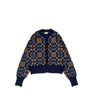 MABLI Carthen Neat Cotton Cardigan - Blue/yellow