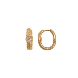 CLAIRE HILL DESIGNS White Topaz Hoop Earrings - Gold