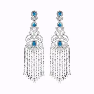 MERAKI BY RASHMI BAJAJ Chandelier Cubic Zirconia Drop Earrings - Blue