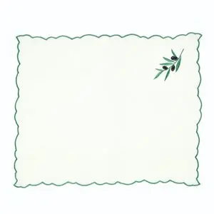 KM HOME COLLECTION Olive Embroidery Linen Placemat Set Of 2 - Green