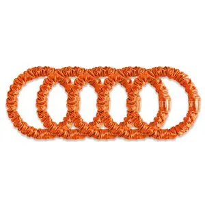 6FIFTYTWO® Pure Mulberry Silk Slim Scrunchies Set Of 5 - Orange