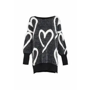 Saachi Whimsical Heart Sweater - Black/white