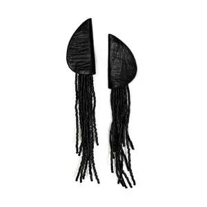 WAIWAI Flowline Beaded Dangle Earrings - Black