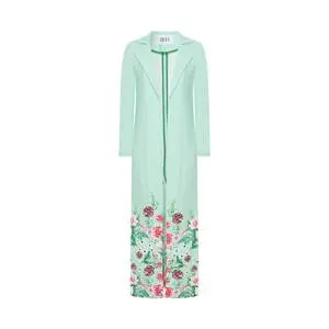 ROQAIA FASHION HOUSE Floral Hem Kaftan Jacket - Green