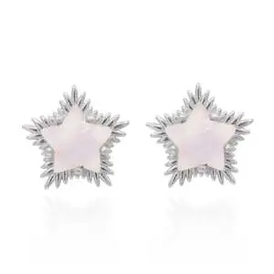 LUNA CHARLES Felicity Moonstone Star Stud Earrings - White/silver