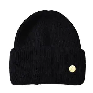 HORTONS ENGLAND Ribbed Cashmere Beanie - Black