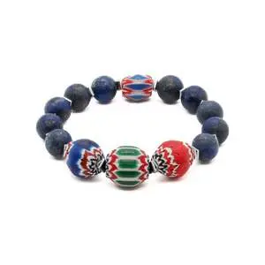 EBRU JEWELRY Lapis Lazuli And Nepal Beaded Bracelet - Blue/red