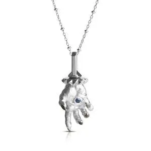 KASUN LONDON Hand Of The Protector Sapphire Pendant - Silver
