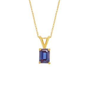 LA KAISER Solid Alexandrite Baguette Pendant - Gold