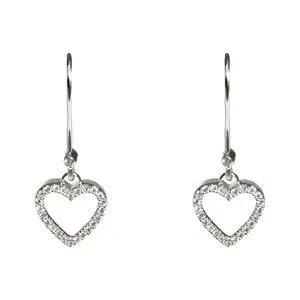 KAIZARIN 18k White Gold Diamond Heart Dangle Earrings - Silver
