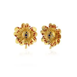MILOU JEWELRY Antique Flower Style Earrings - Red