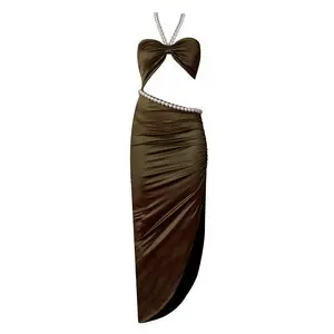 NUR KARAATA Sophia Strapless Satin Dress