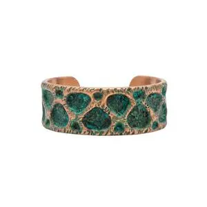 ANATOLIACRAFT Vintage Copper Cuff Bracelet With Patina - Green