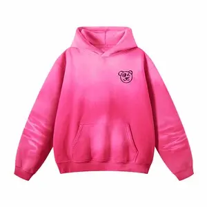 X ILONA BLUE Graffiti Bear Sun Fade Wash Hoodie - Black/pink