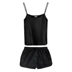SILK WORKS Mulberry Silk Cami & Shorts Pyjama Set - Black