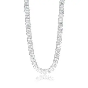 SHYMI Emerald Bezel-set Statement Tennis Necklace - Silver