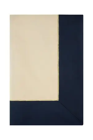 ROUMÉLIE ORIENTALE Beige & Navy With Gold Embroidered, Timeless Tablecloth Midday Magic Tablecloth - Blue