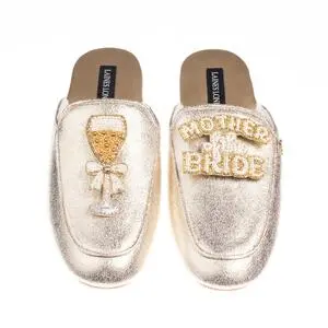 LAINES LONDON Classic Mules With Brooches - Gold